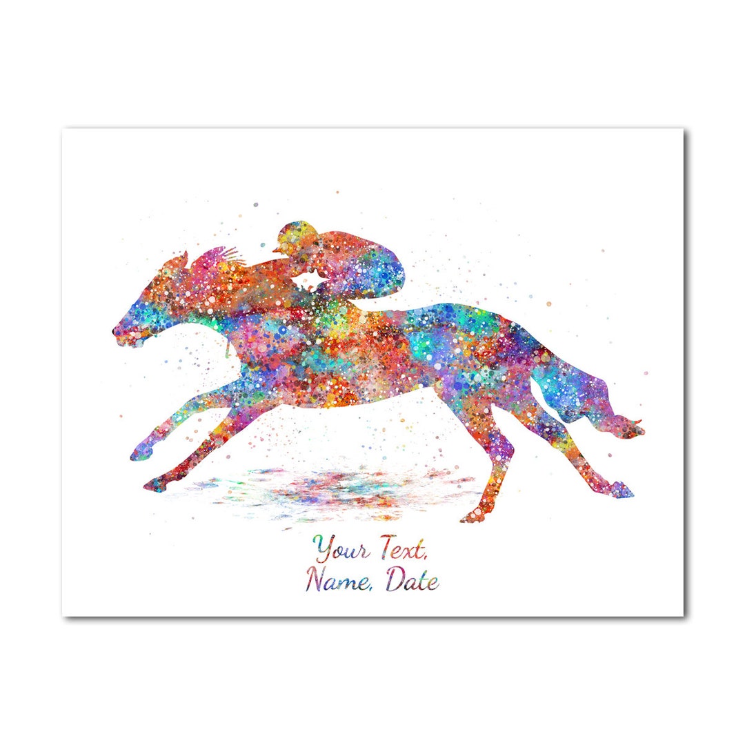 Horse Racing Man Poster Print Personalized Custom Name Text Date ...
