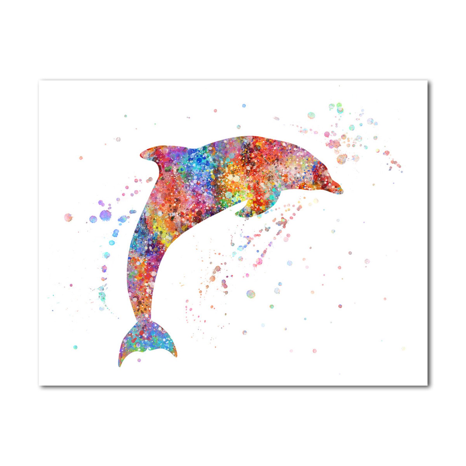 Dolphin Poster Colorful Sea Animal Picture Art Illustration - Etsy