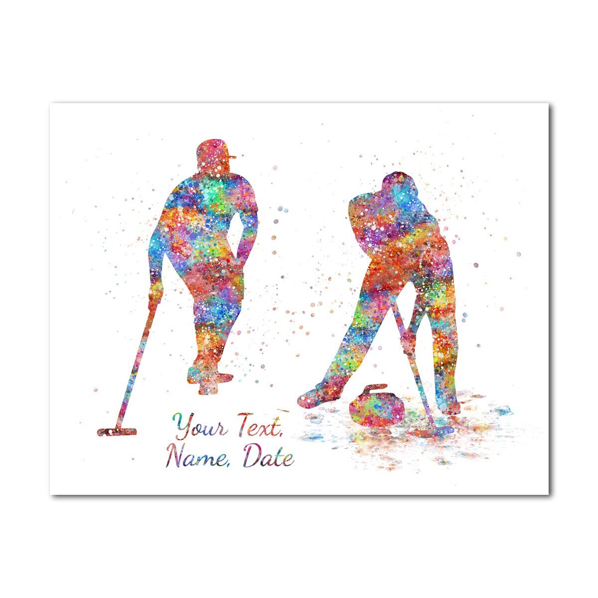 Curling Players Picture Personalized Curlers Custom Name Text - Etsy