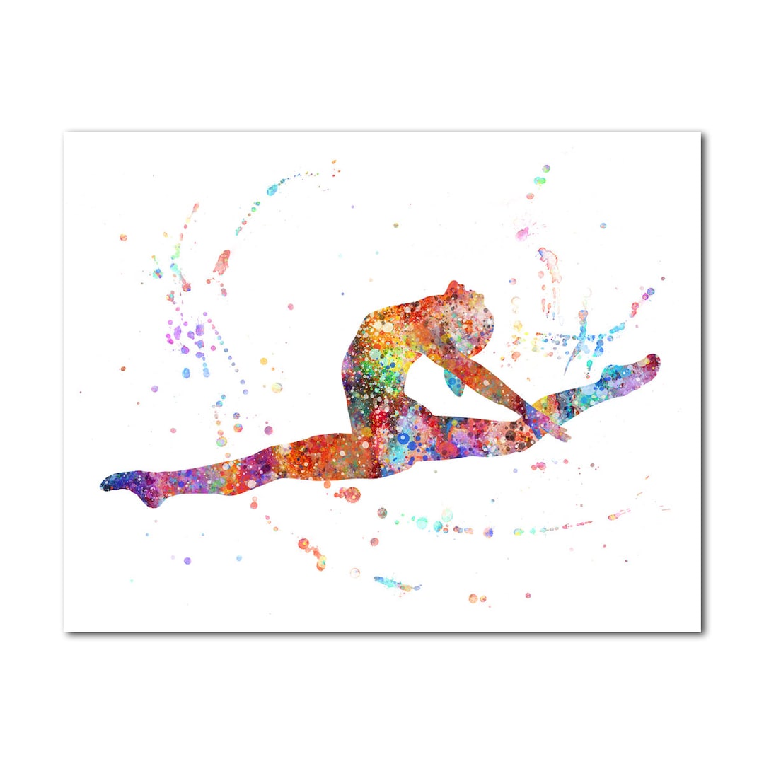 Female Gymnastics Art Poster Print Woman Gymnast Doing Split Leap Wall ...