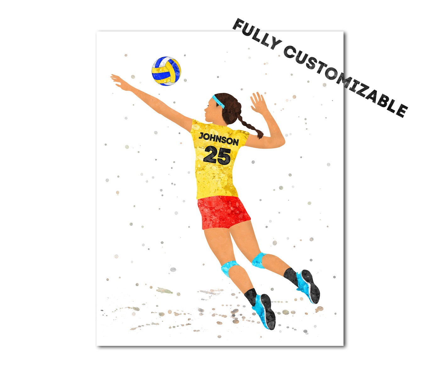 Female Volleyball Player Personalized Poster Picture Custom Colors ...