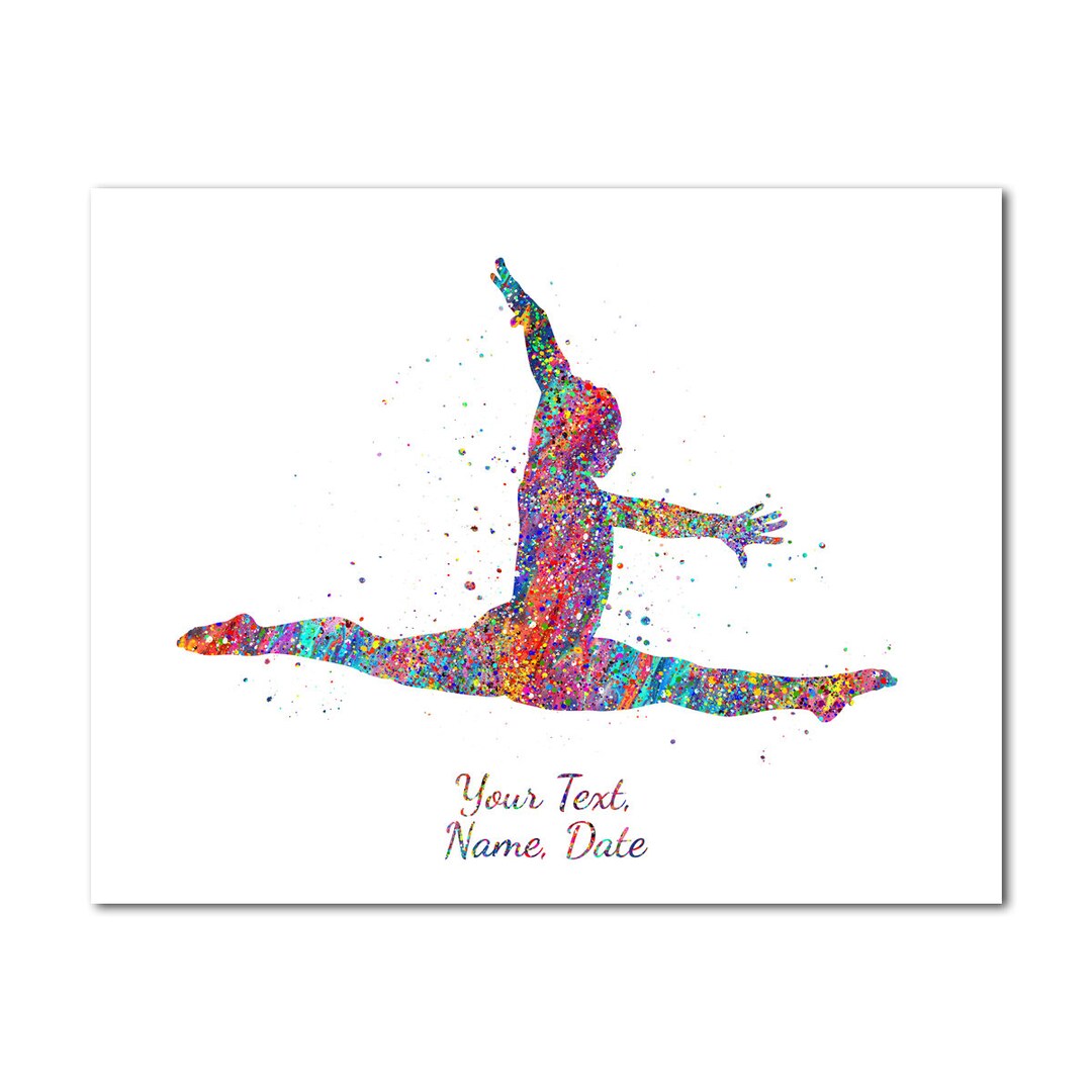 Female Gymnast Picture Gymnastics Woman Personalized Custom Name Text ...