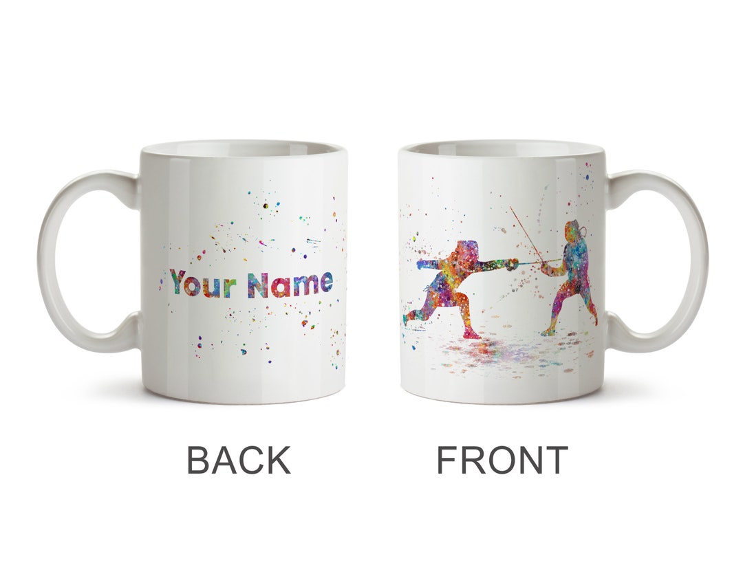 Fencing Mug Print Personalized Coffee Tea Cup Custom Name Male Fencers ...