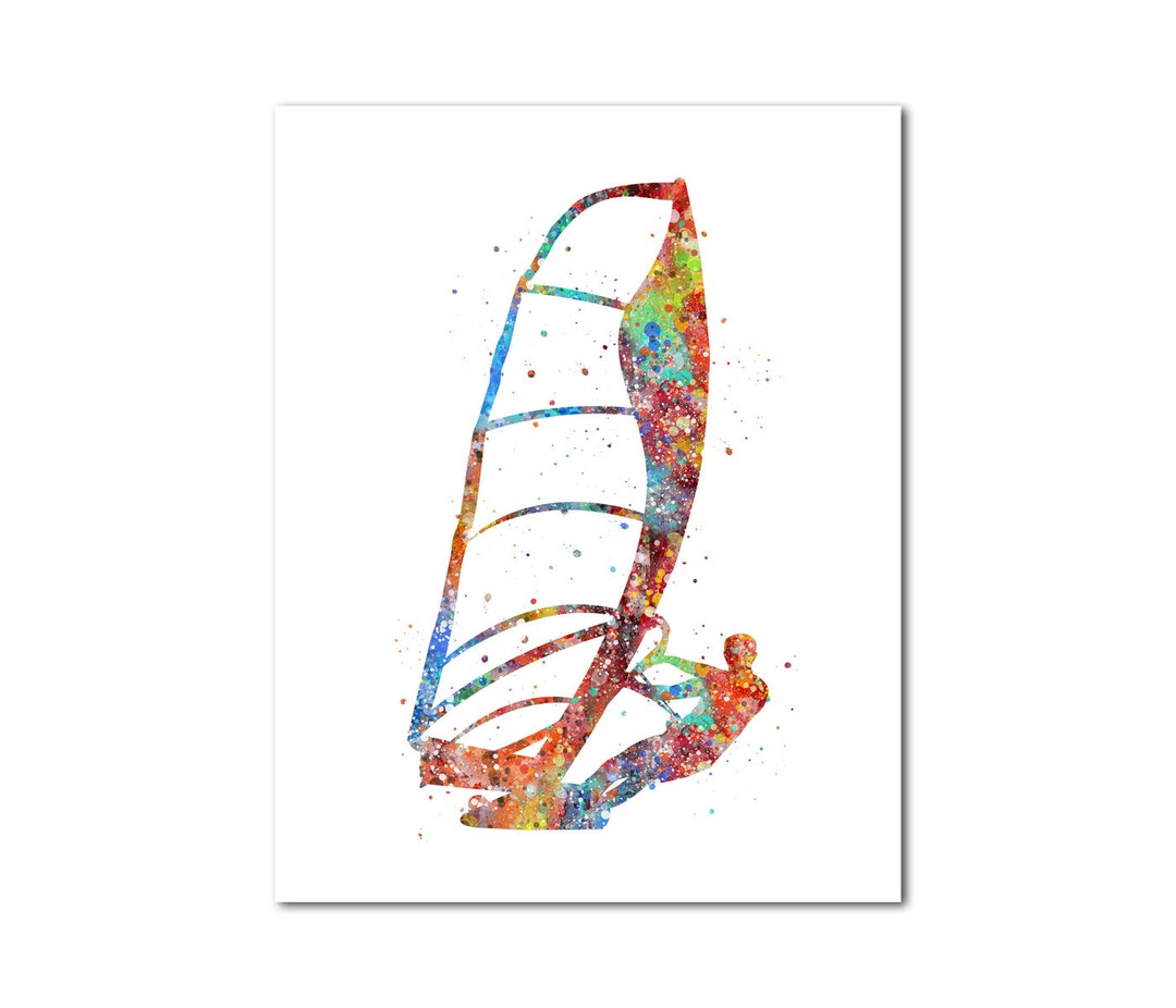 Windsurfing Boy Poster Print Wall Art Decor Water Sports Unique Male ...