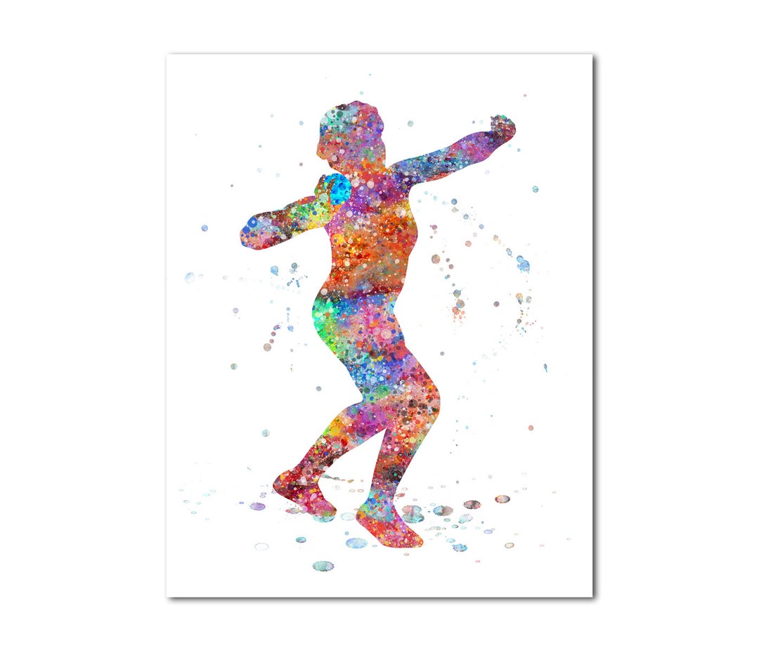 Shot Putting Poster Print Art Female Shot Put Picture Painting Print ...