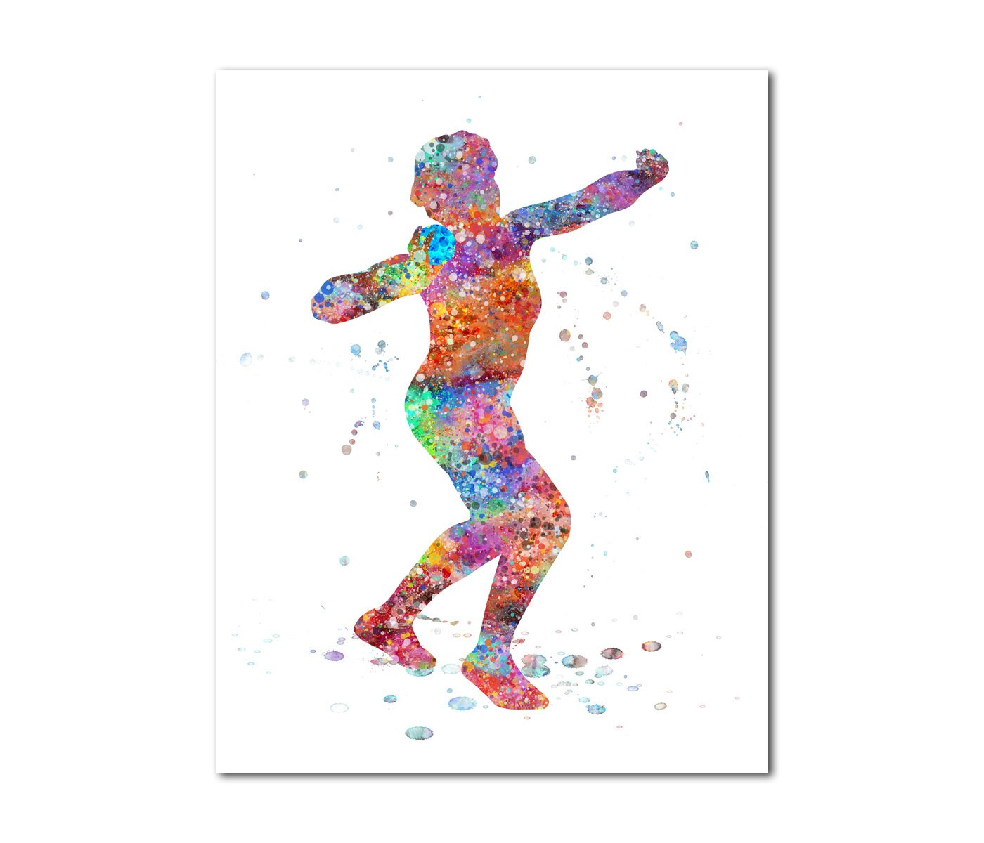 Shot Putting Poster Print Art Female Shot Put Picture Painting - Etsy