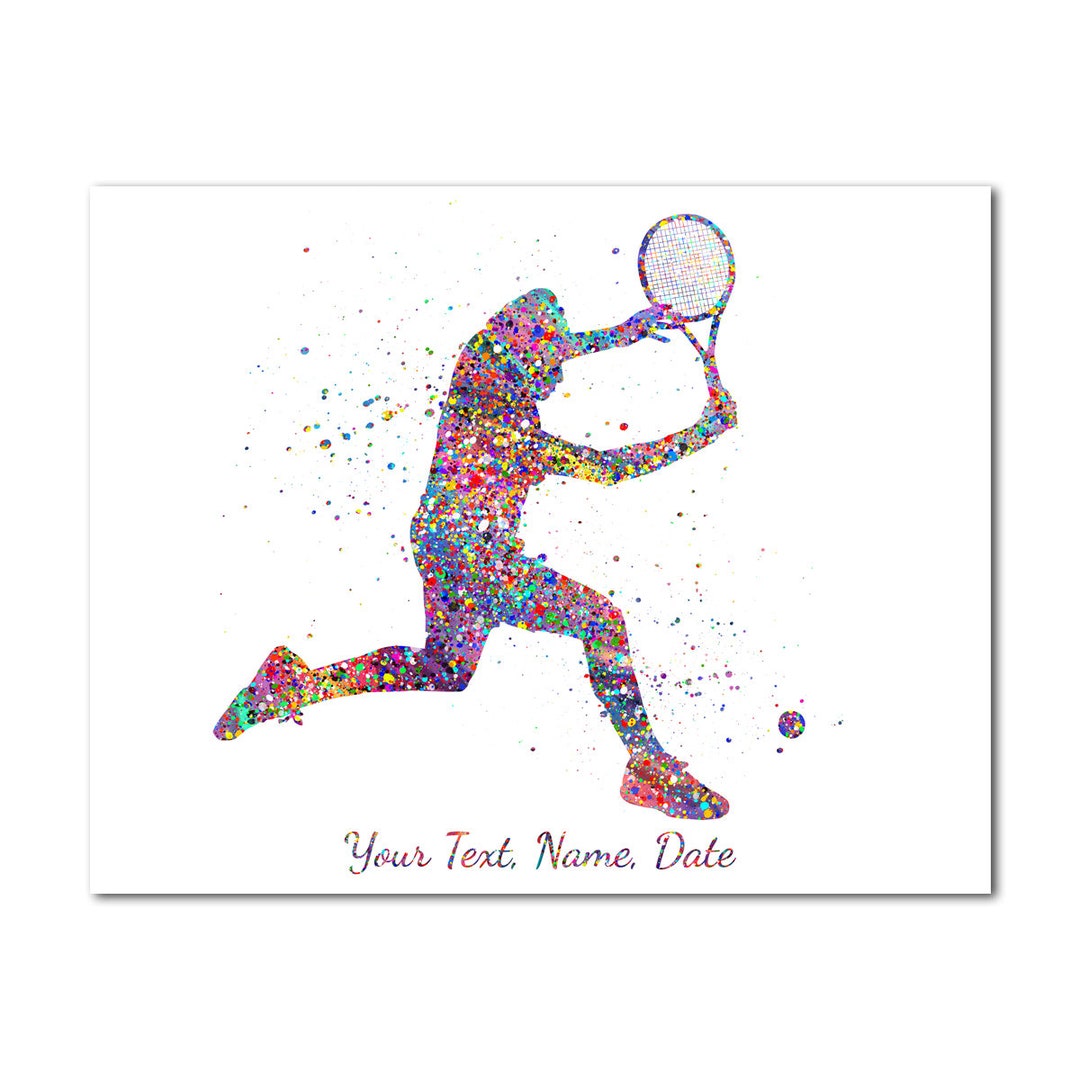 Male Tennis Player Backhand Picture Man Customized Custom Name Text ...