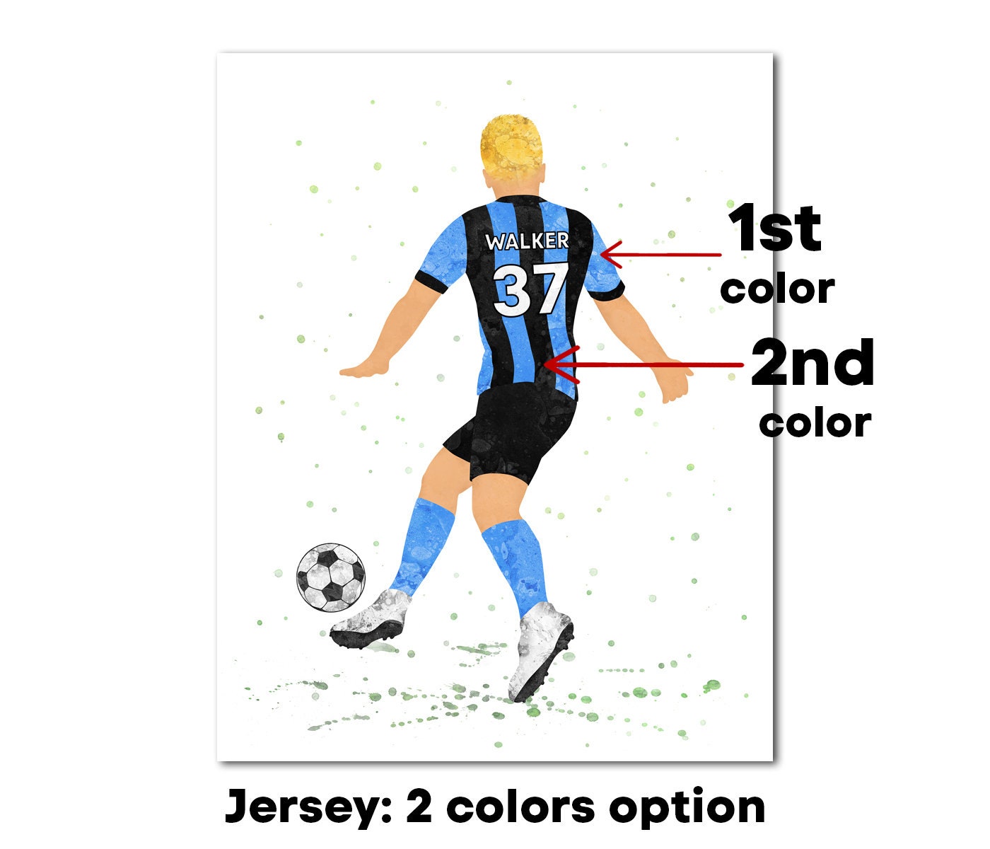 Personalized Soccer Player Poster Painting Print Picture Custom Colors ...