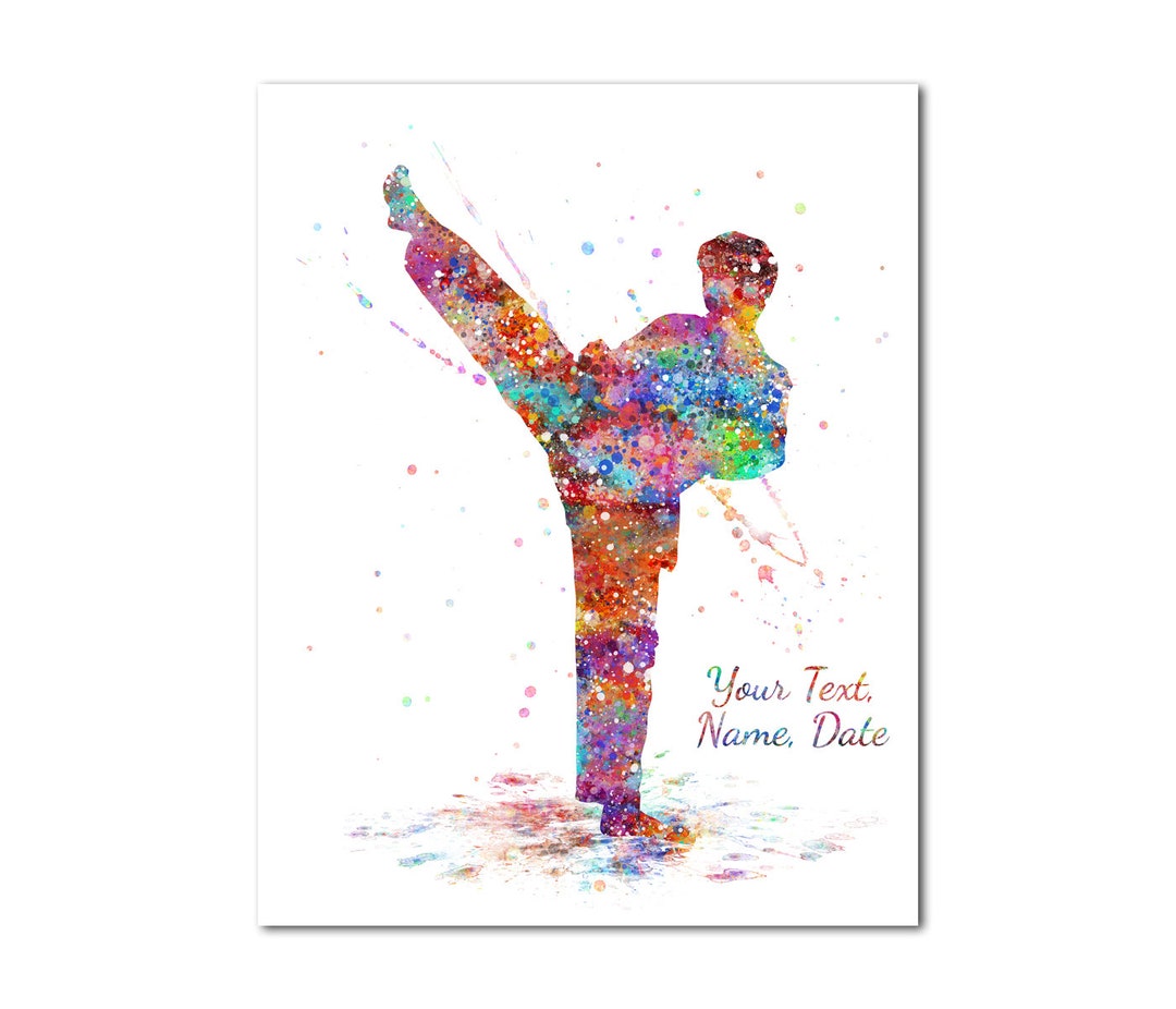Karate Man Picture Personalized Male Karate Player Custom Name Text ...