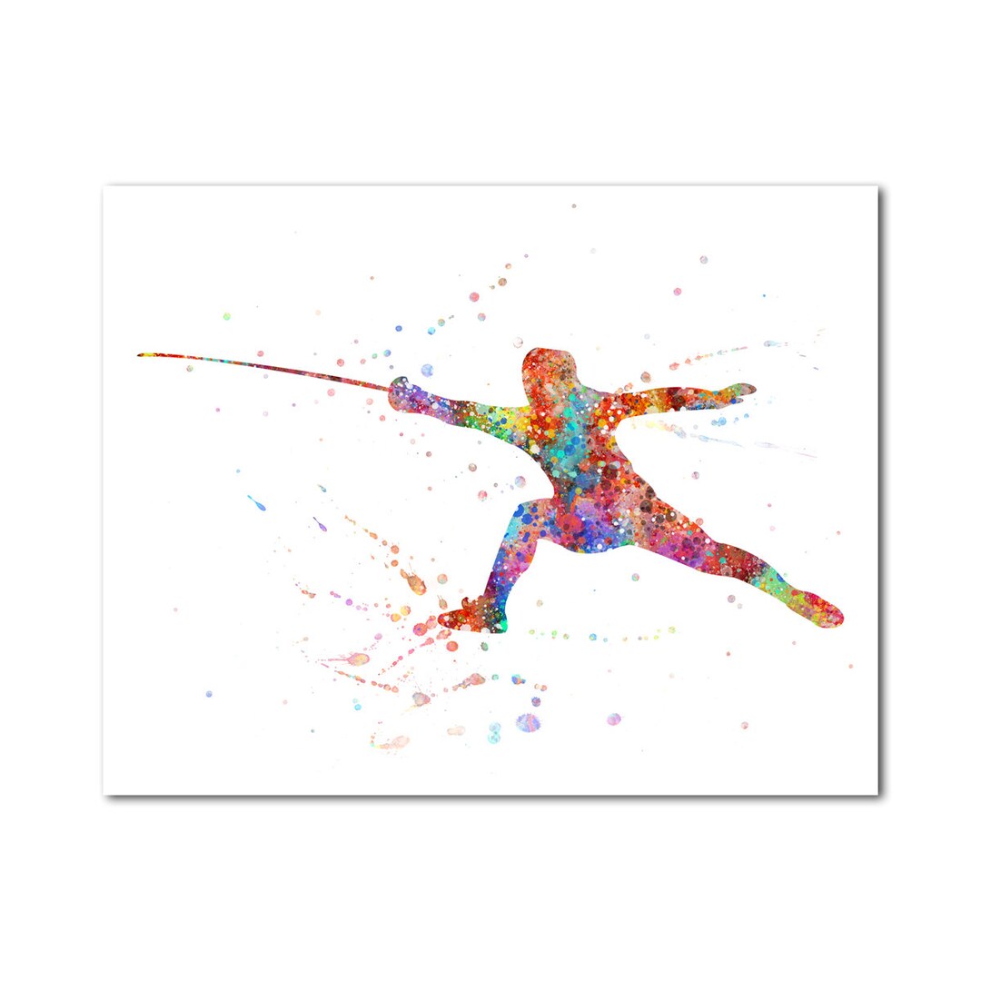 Fencer Art Male Poster Illustration Picture Fencing Man Painting Print ...