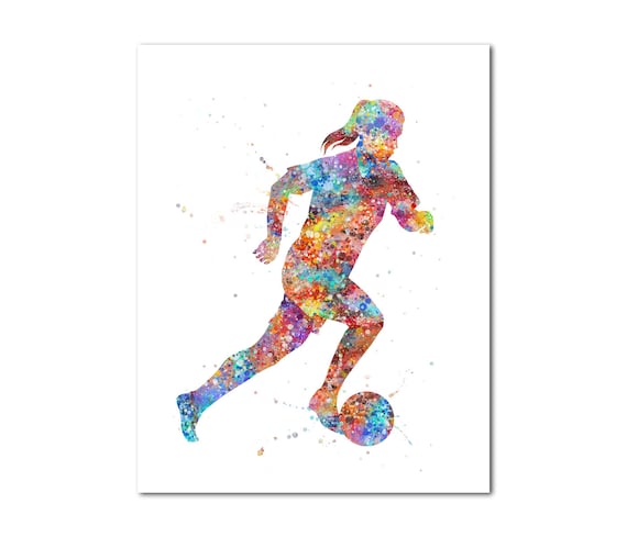 Girl Soccer Poster Picture Painting Print Wall Decor Woman | Etsy