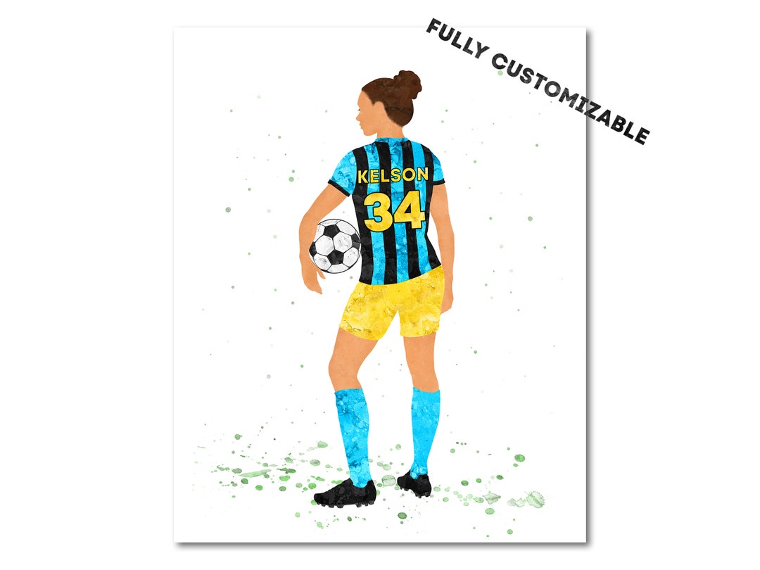 Personalized Female Soccer Player Poster Picture Painting Print Custom ...
