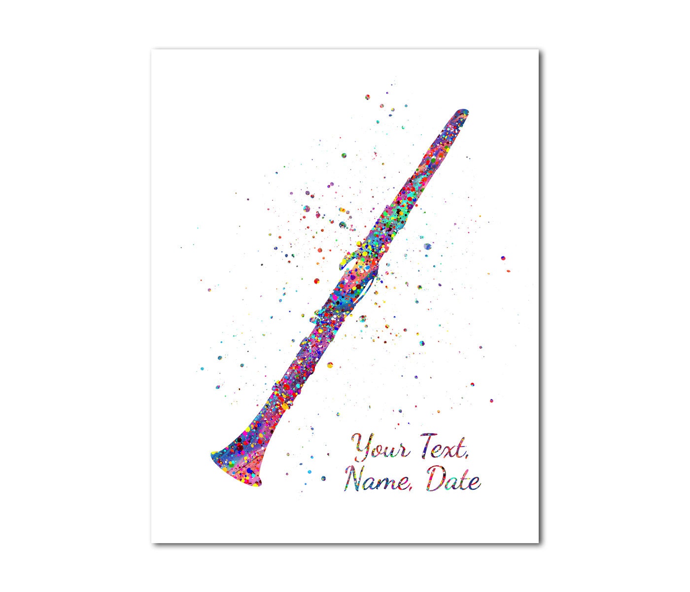 Clarinet Painting Print Customized Custom Name Text Date Poster Print ...