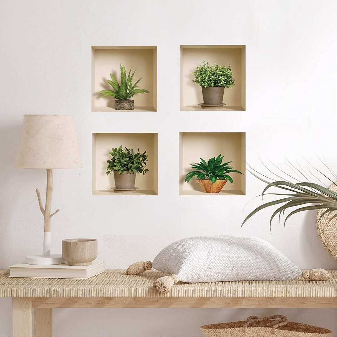 3D Wall Stickers, 3d-mirage 4 Pc Vinyl Wall Decals, Peel and Stick Wall ...