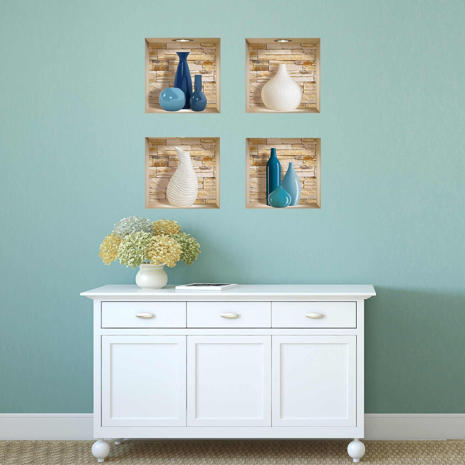 3D Wall Decals, 4 Pc Magic Pictures 3D Wall Stickers, Vinyl Wall Decals ...