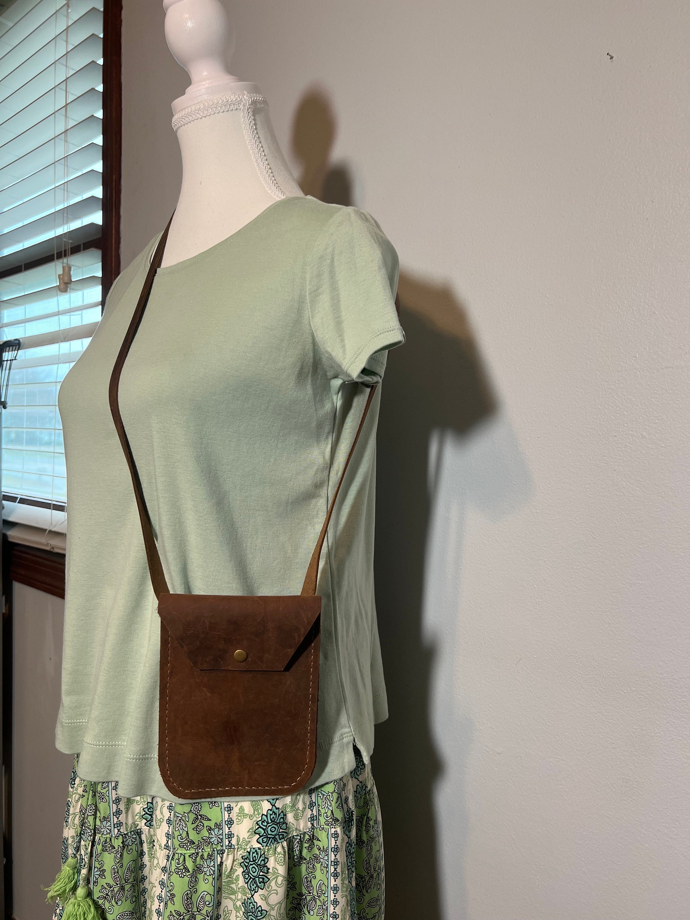 Small Leather Pouch for Passport, Money; Hang Around Neck or Crossbody ...