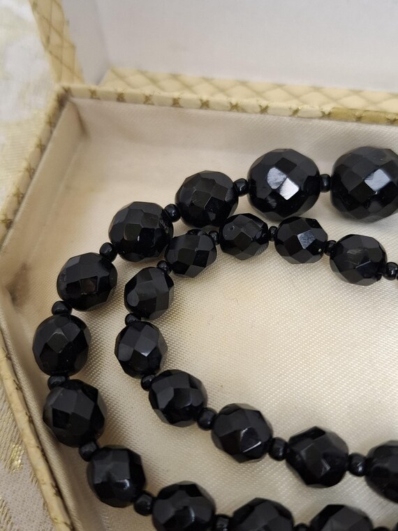 French Jet Necklace Art Deco Black Glass Beaded Neckl… - Gem