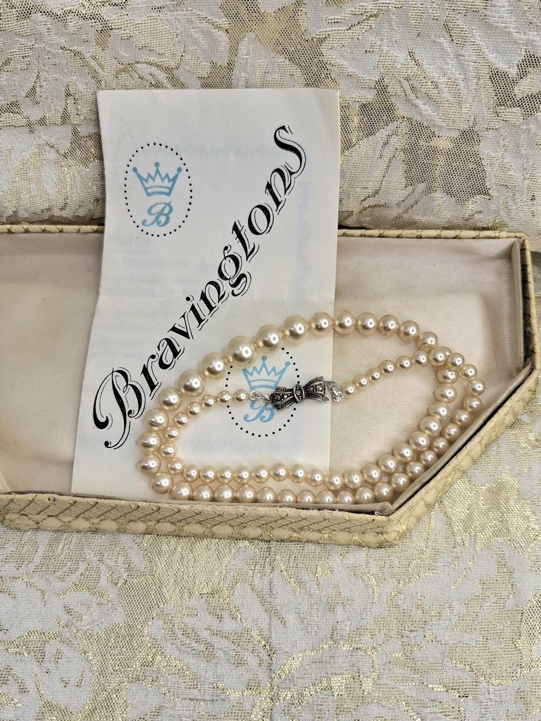 スターリングシルバーフェイクパール 1960年代 Bravingtons パールチョーカーネックレス ヴィンテージパールネックレス レディース ...