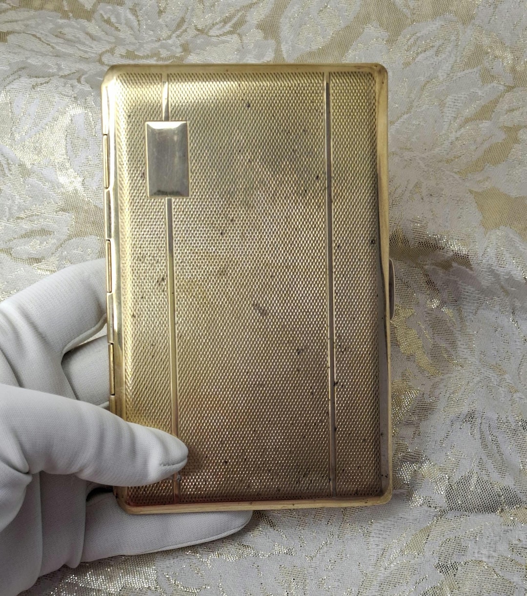Vintage Cigarette Case Gold Tone Metal Cigarette Case Chrome Box Stash ...