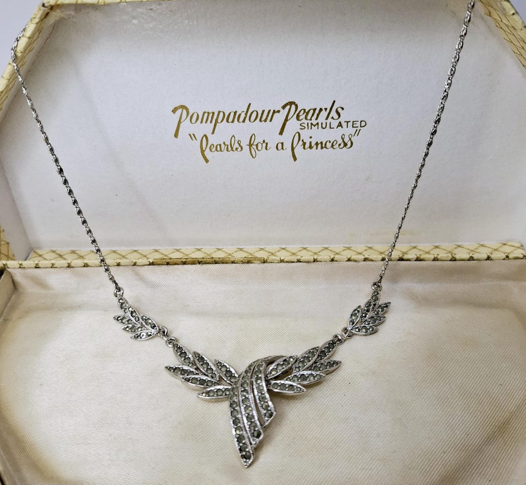 Signed Sphinx 1950s Vintage Necklace Marcasite Art Deco Style Designer ...