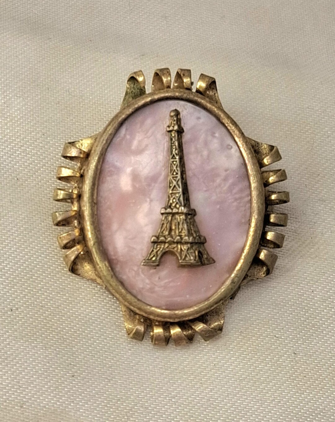 Art Deco Paris Brooch 30s Pink Paris Landmark Tour Eiffel Tower Paris ...