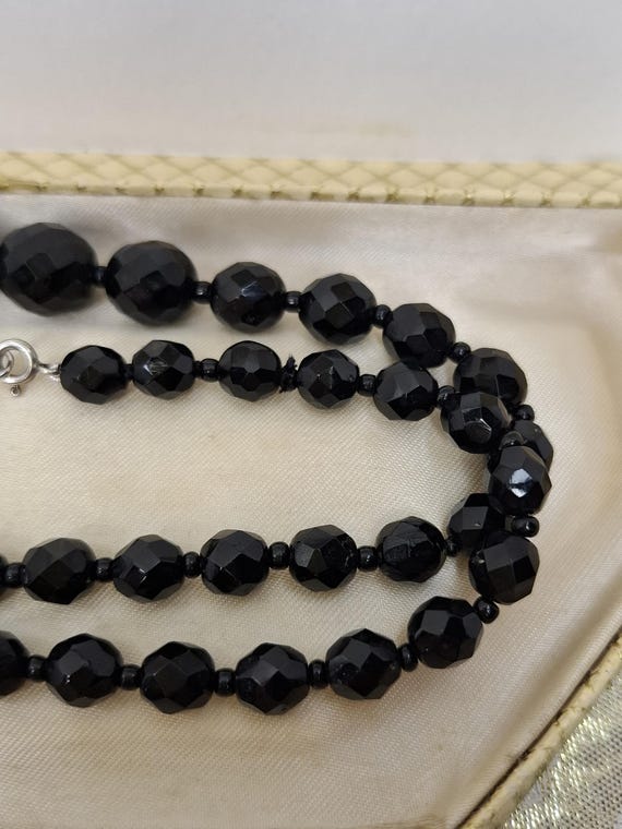 French Jet Necklace Art Deco Black Glass Beaded Neckl… - Gem
