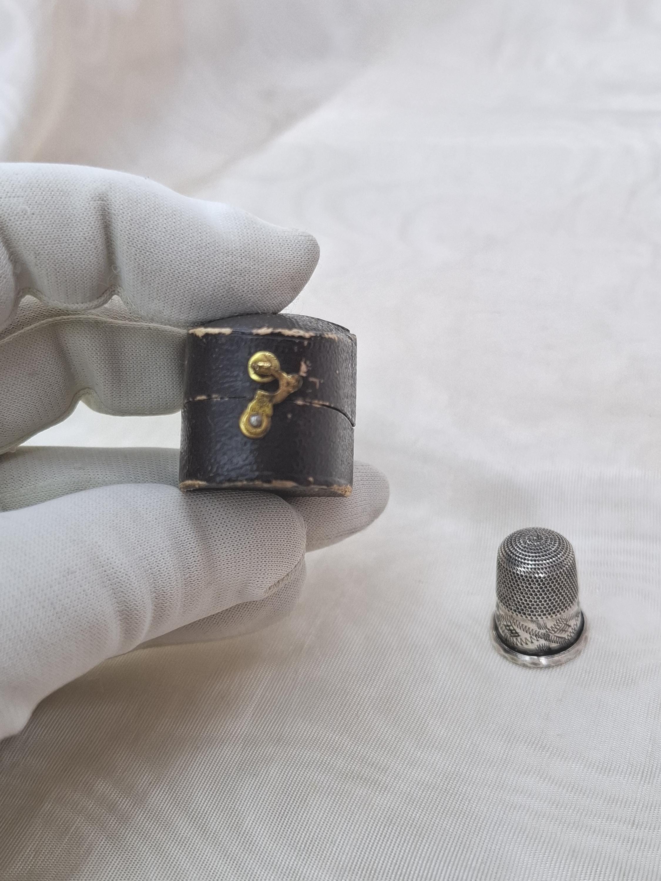 Antique Sterling Silver Thimble With Case 1880s Victorian Aesthetic ...