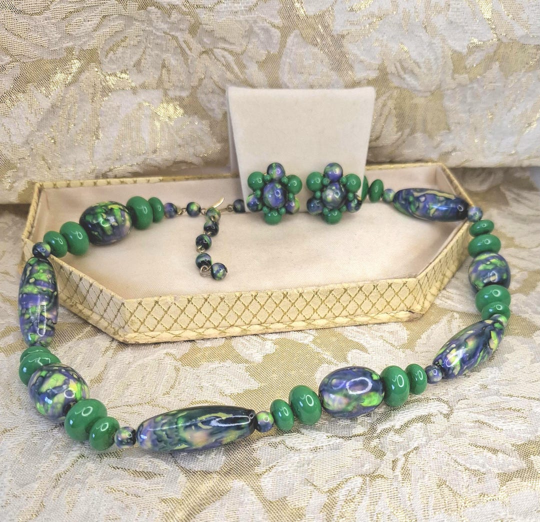 60s Vintage Jewelry Set for Women Retro Fashion Jewellery Beaded ...
