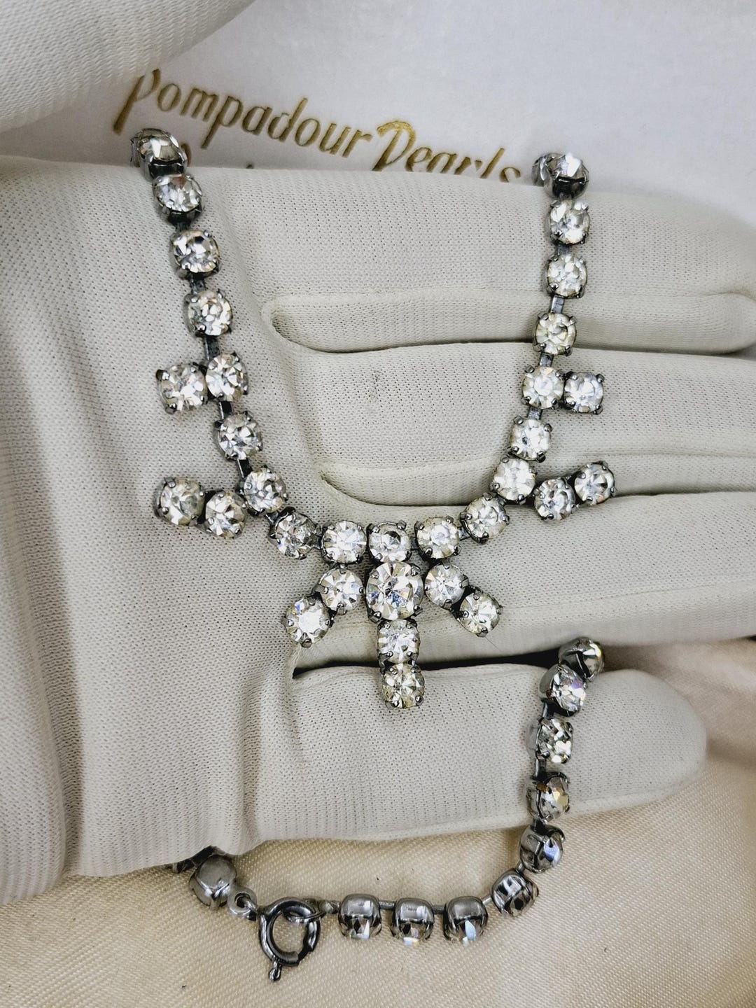 1950s Rhinestone Choker Necklace Vintage Rhinestone Necklace Wedding ...