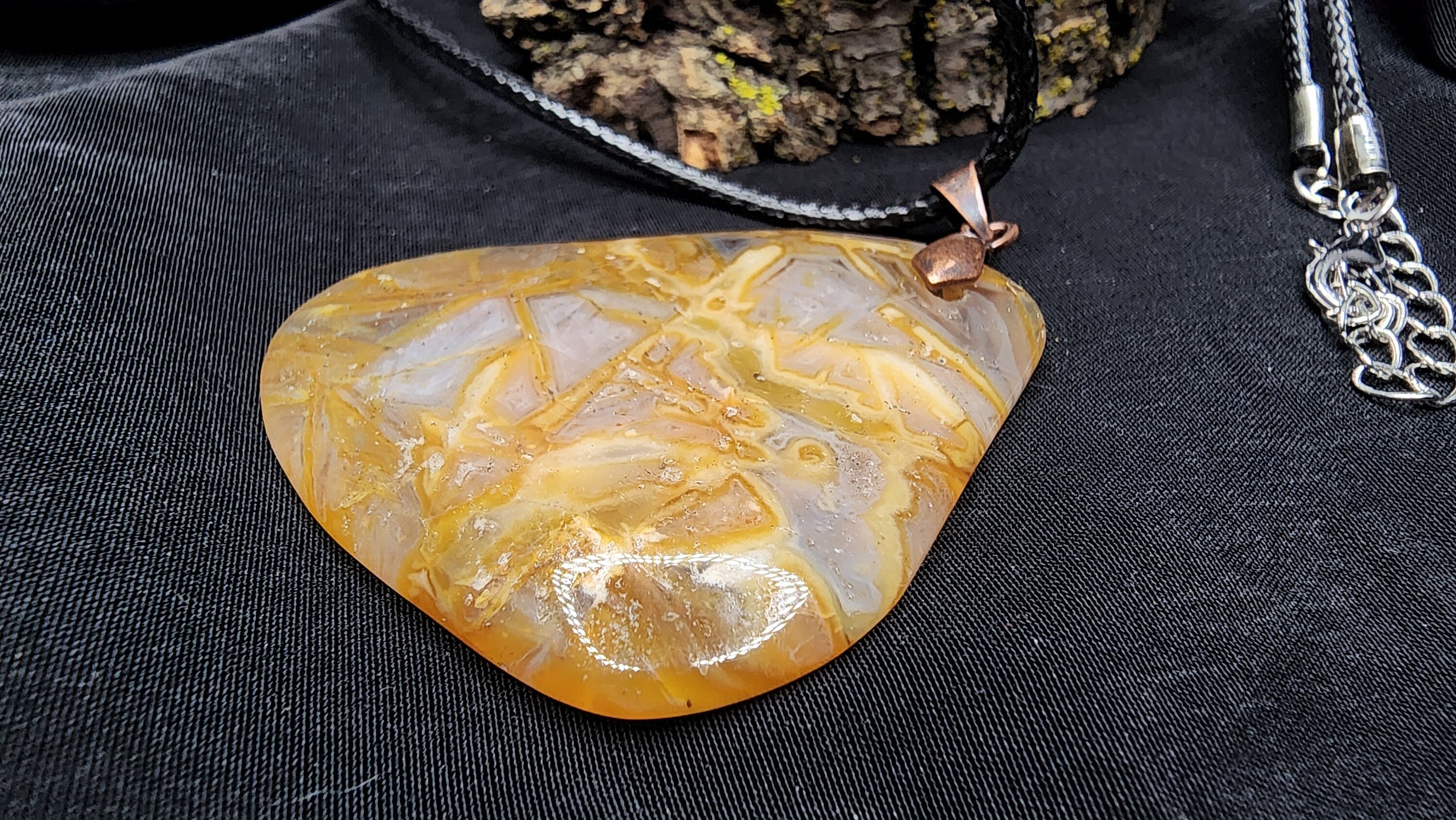 Bamboo Leaf Agate Pendant - Etsy