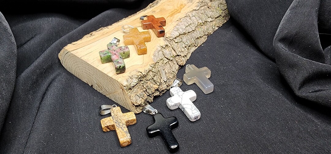 Small Cross Stone Pendants - Etsy