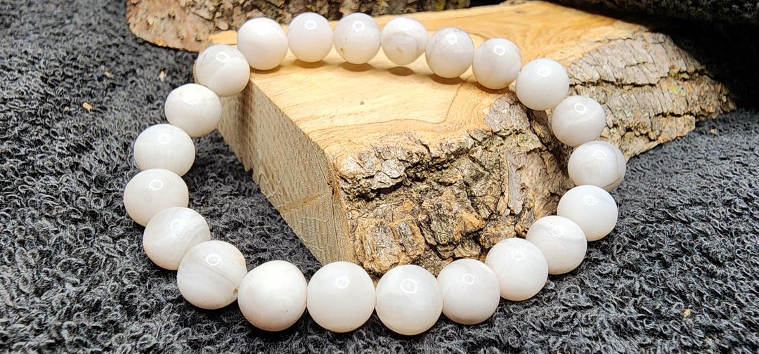 Handmade Stretch Bracelet With 9mm Aragonite Beads | Healing Crystal ...