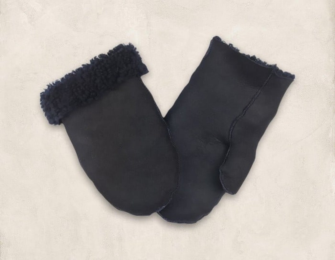 Dark Blue Mittens for Children - Etsy