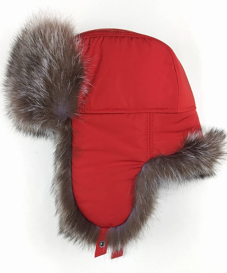 Fur Hat. Red Satin Trapper Hat Fur Hat for Men Winter Hat - Etsy