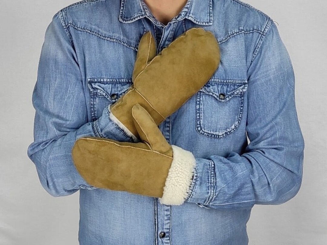 Camel Suede Sheepskin Mittens .A Great Pair of Lambskin Mittens Every ...