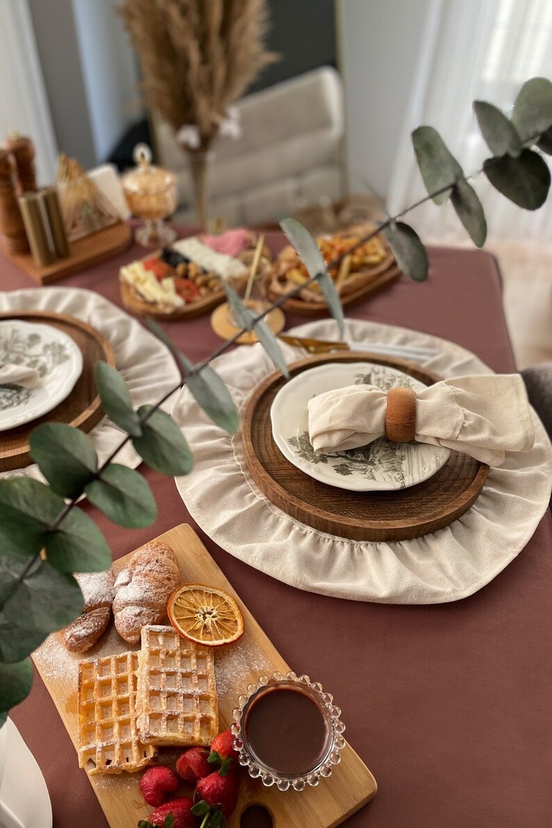 Boho Cotton Placemats With Ruffles, Retro Style Round Table Decor ...