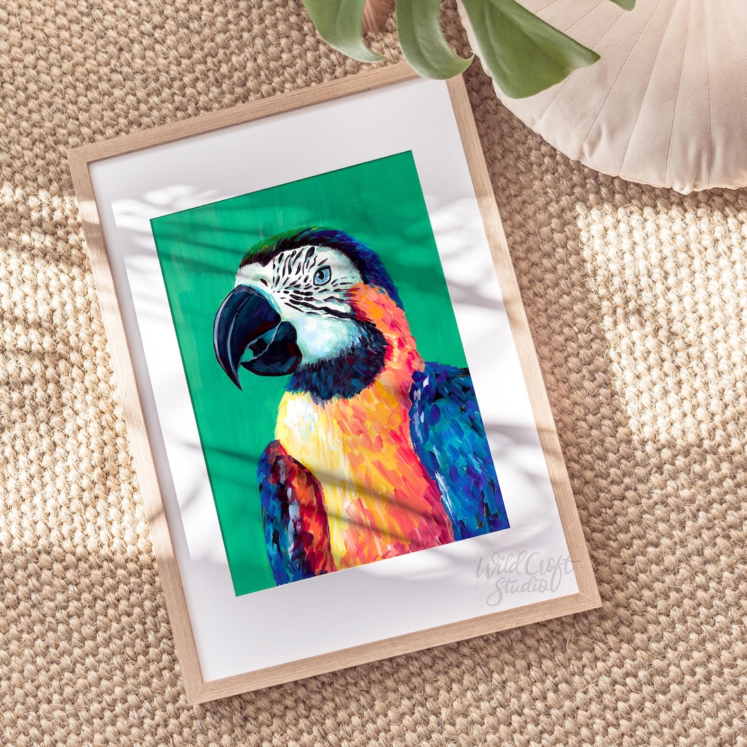 Parrot Art Print, Bird Illustration, Cute Nursery Decor, Designer Wall ...