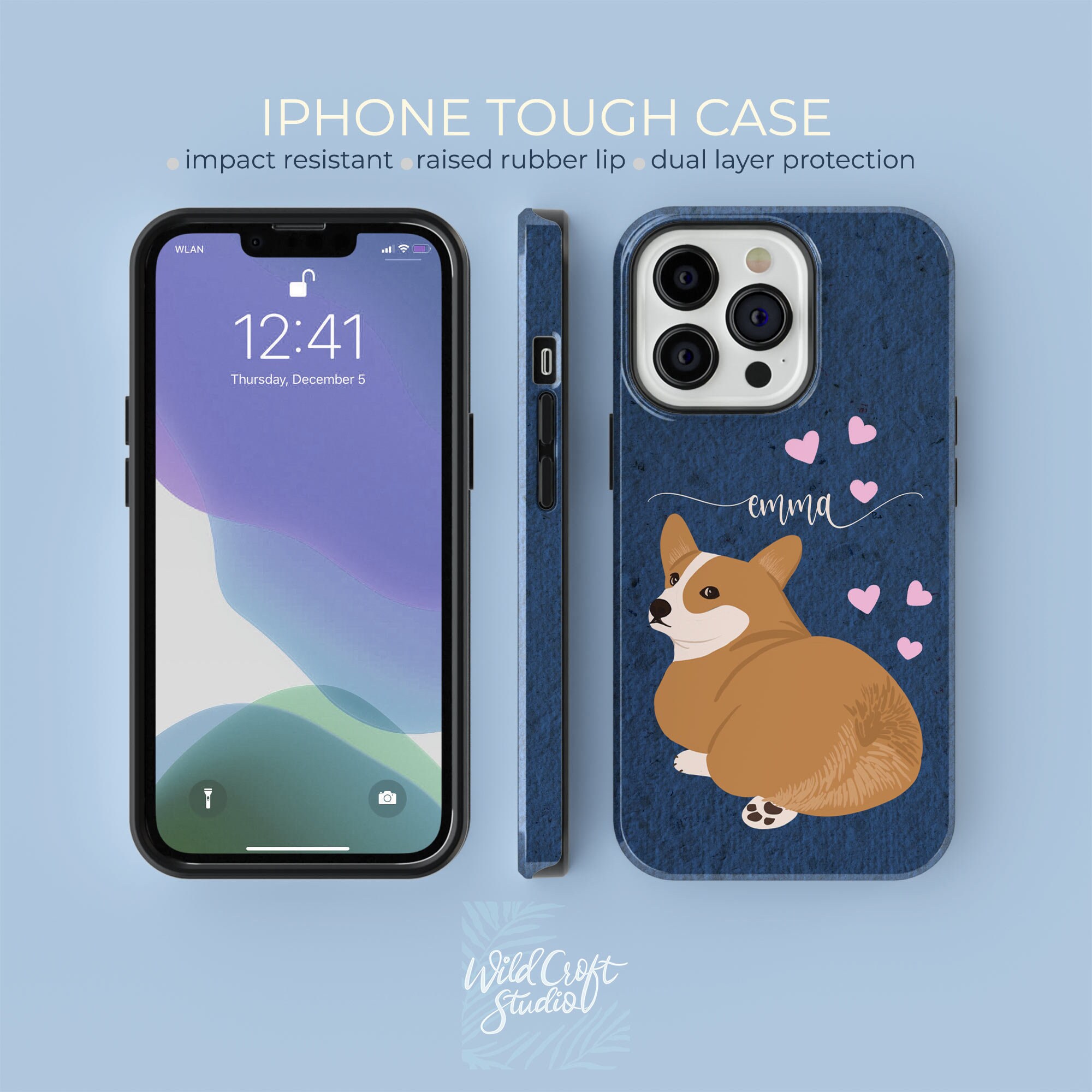 Personalized Blue Cute Corgi Butt Tough Phone Case Custom - Etsy
