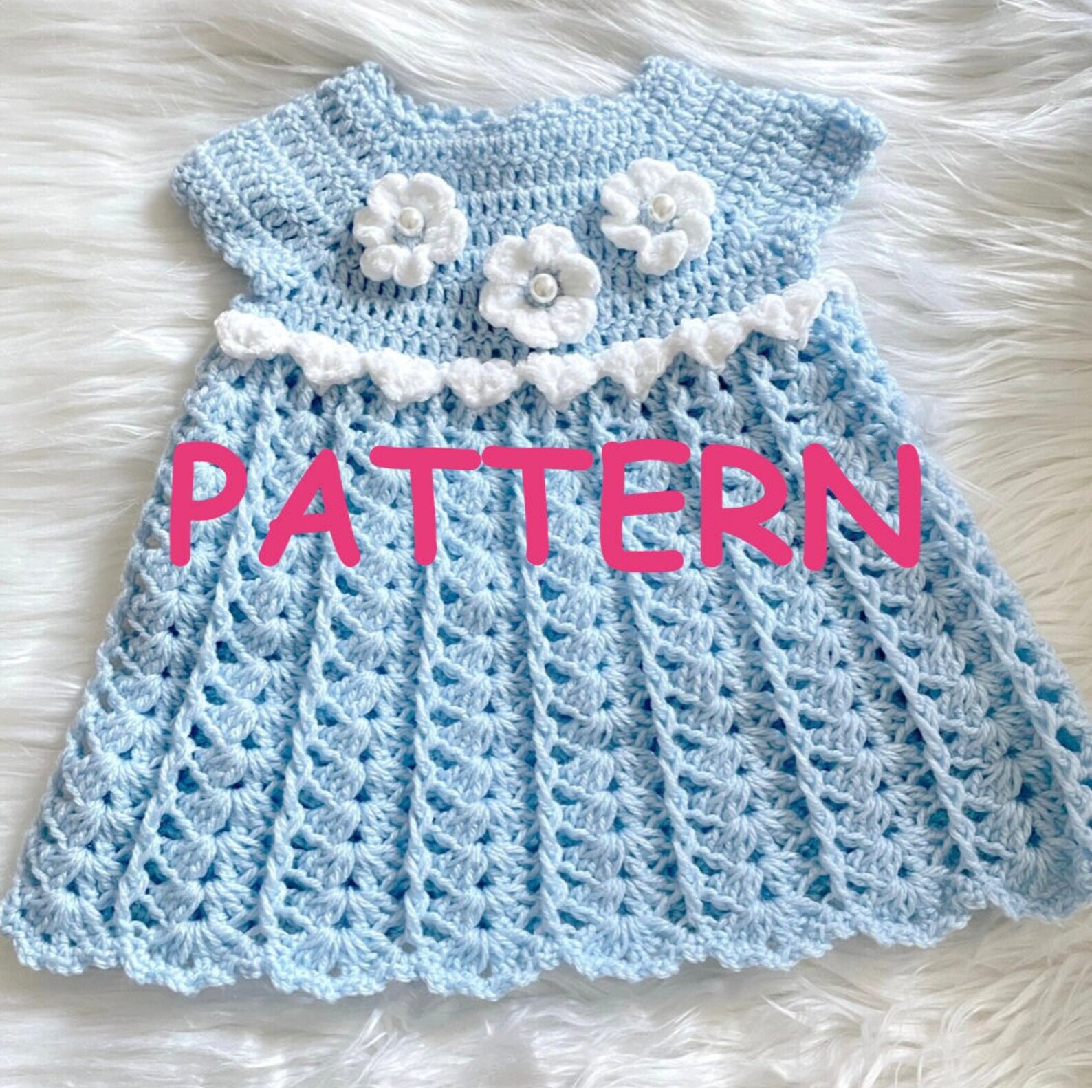 SUZEES1006: Crochet Baby Shell Dress, Handmade Shell Baby Dress PATTERN ...