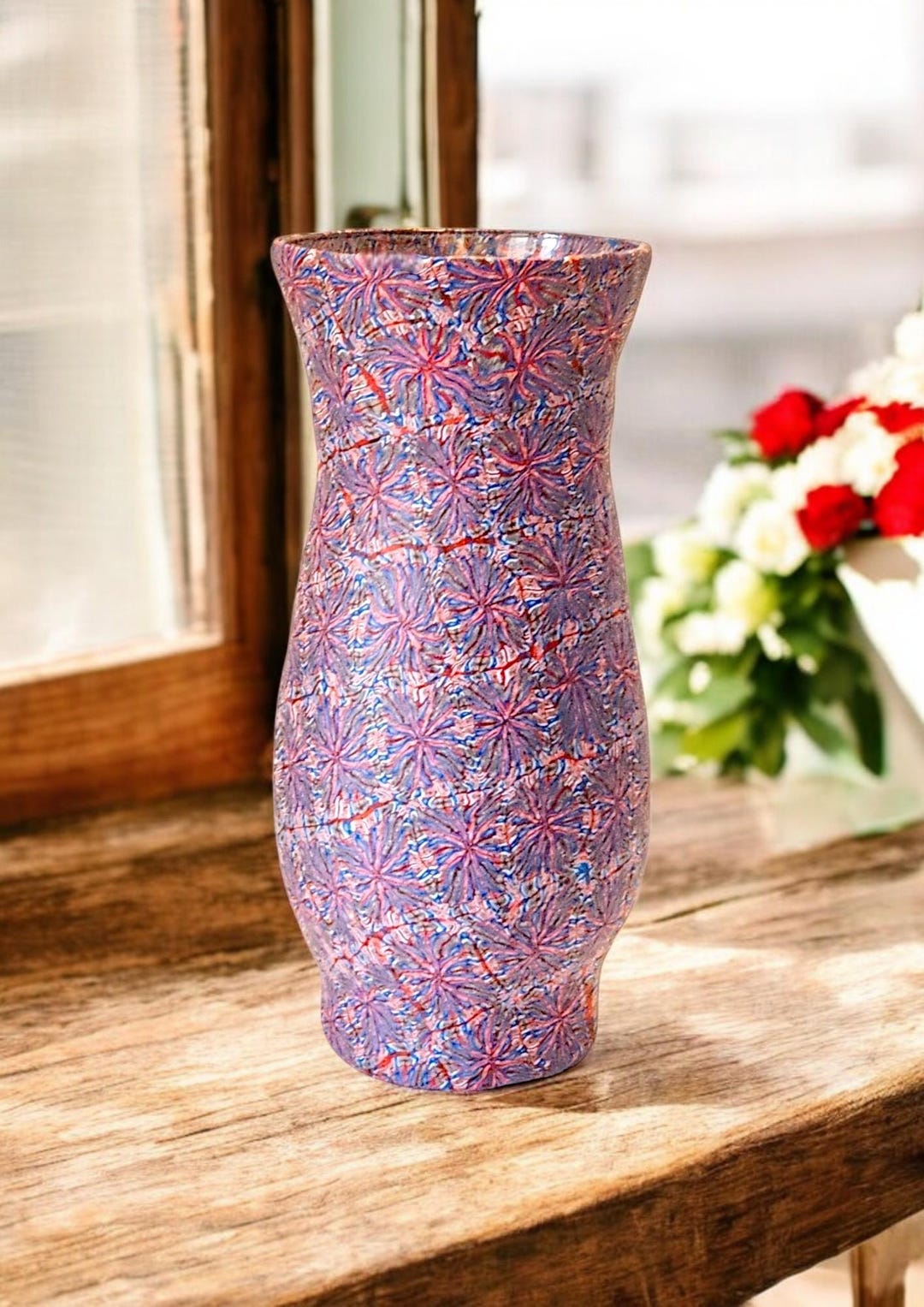 Blue Flower Vase, Polymer Clay Vase, Glass Vase, Handmade Gifts, Flower ...