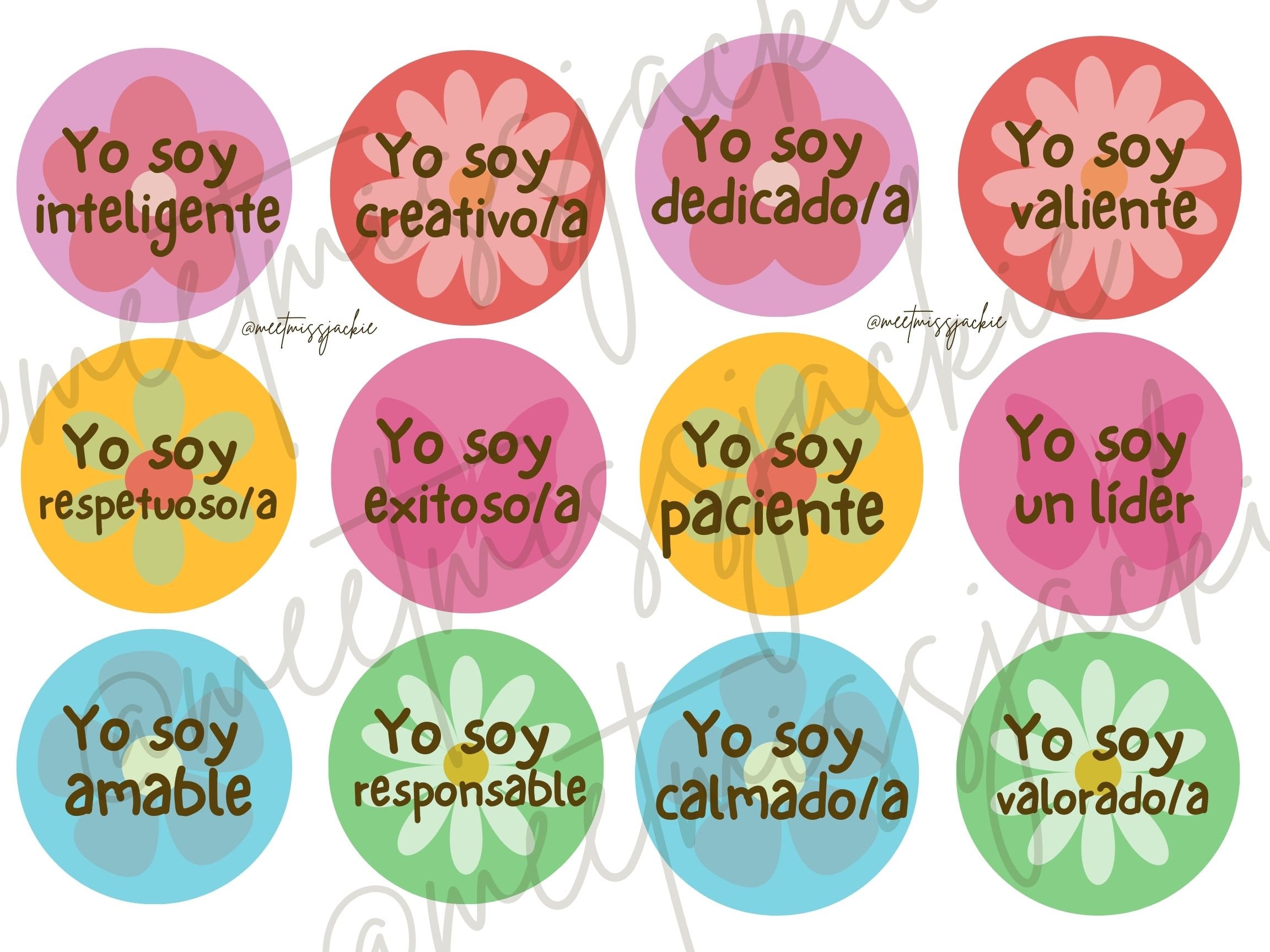 SPANISH- 24 Affirmation Cards - Bright Palette - Spanish Version - Etsy
