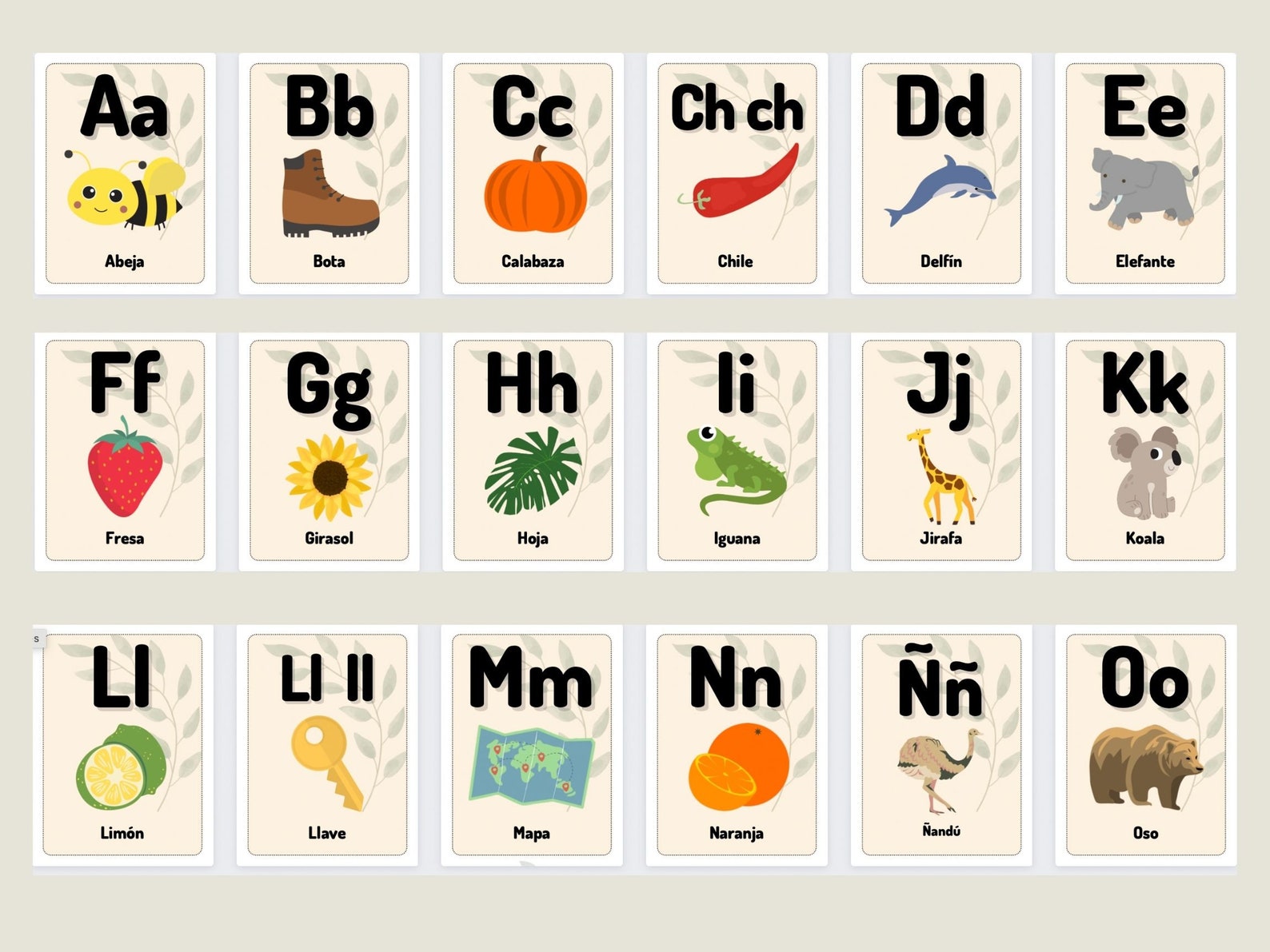 Spanish-carteles Del Alfabeto Espanol Spanish Alphabet Cards - Etsy