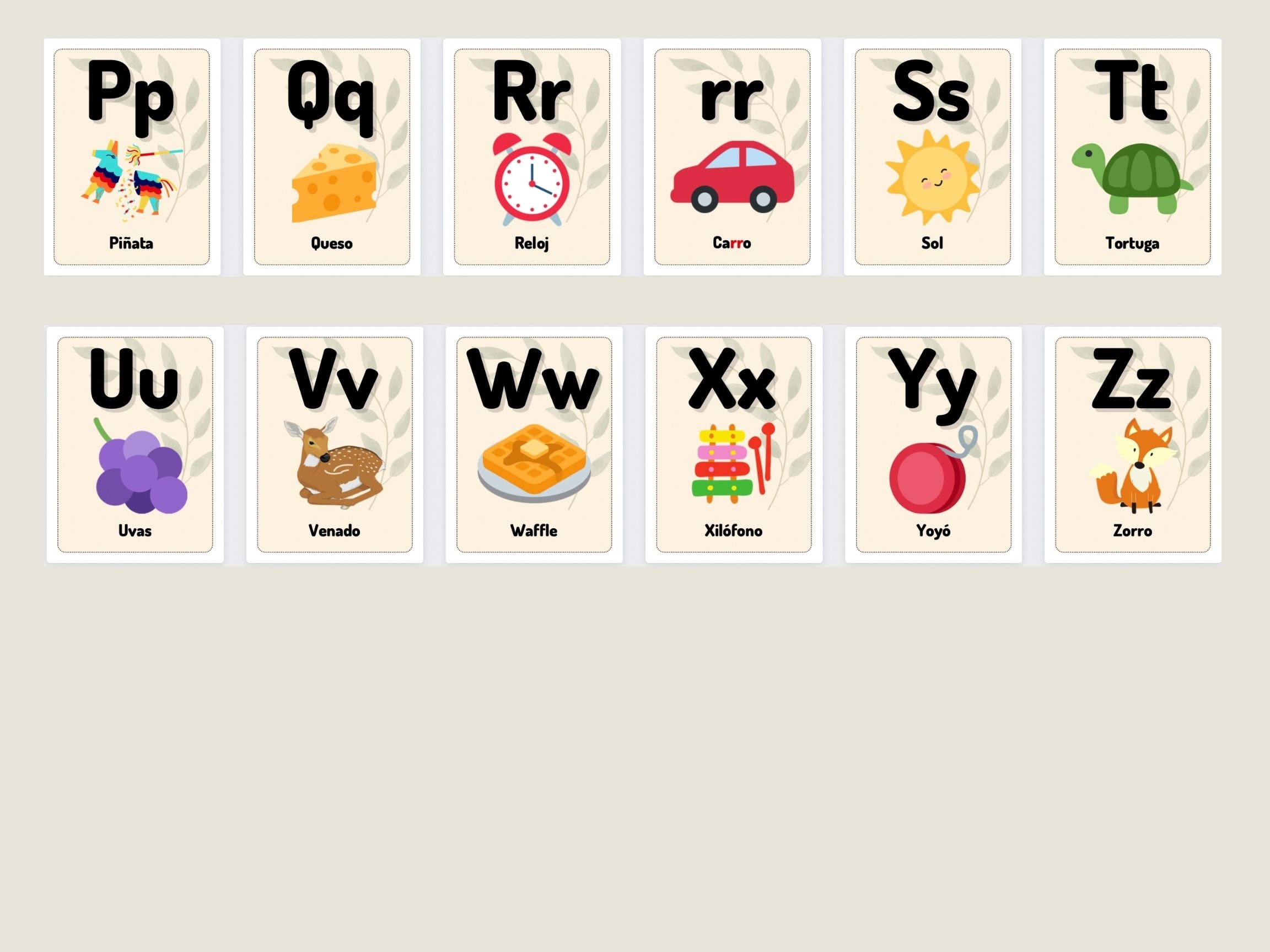 Spanish-carteles Del Alfabeto Espanol- Spanish Alphabet Cards - Etsy