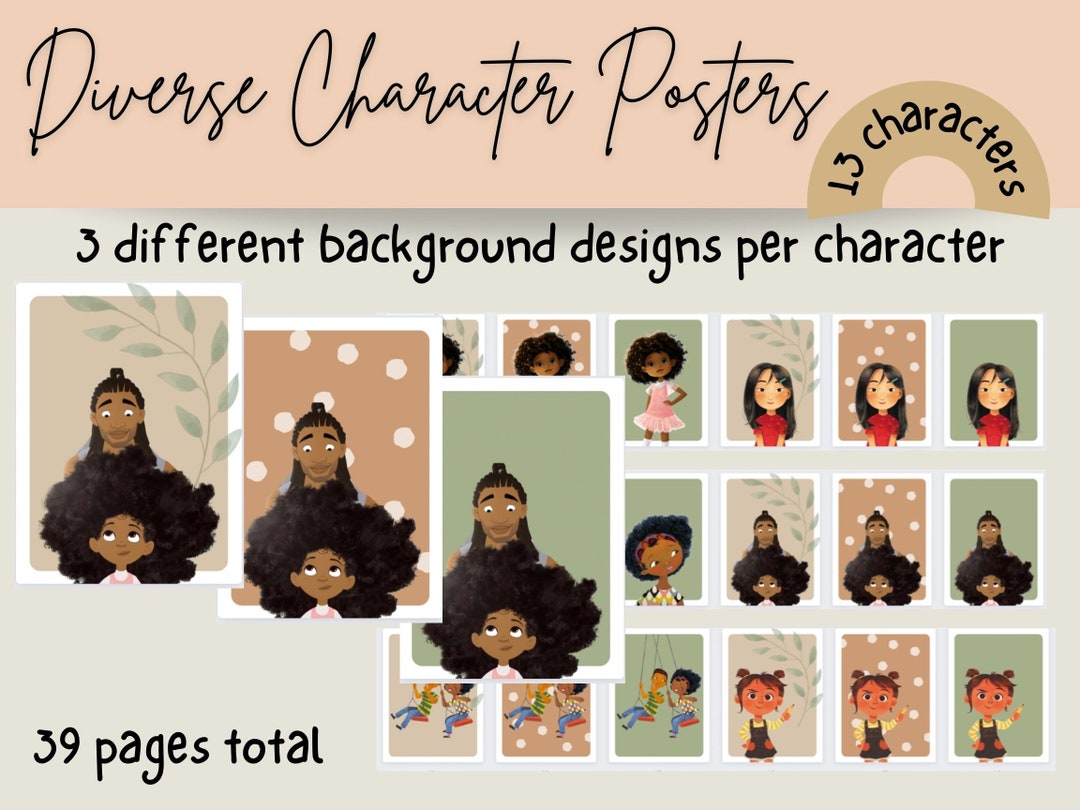 Diverse Elementary School Book Characters Diverse - Classroom Decor ...