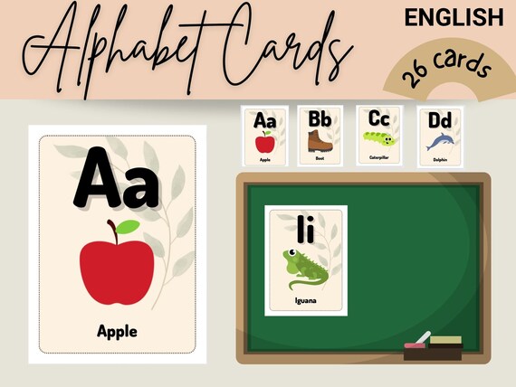 English-alphabet Posters Letter Cards Neutral / BOHO - Etsy