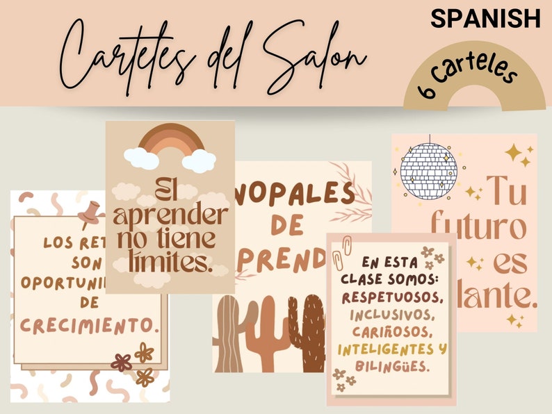 SPANISH- Neutral Classroom Posters/ Carteles De Salon Espanol - Etsy