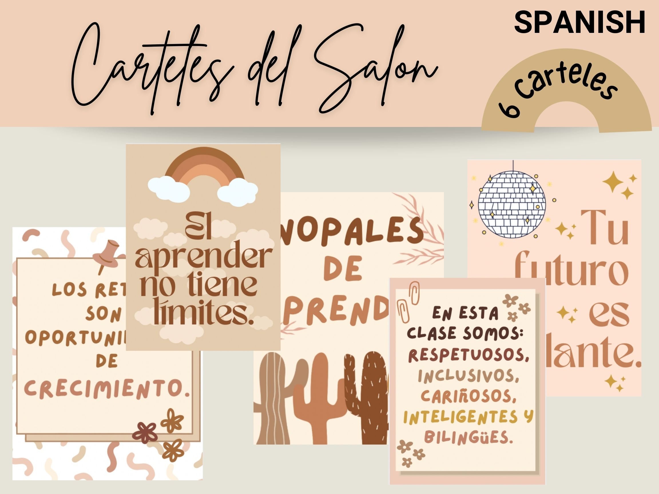 SPANISH- Neutral Classroom Posters/ Carteles De Salon Espanol - Etsy