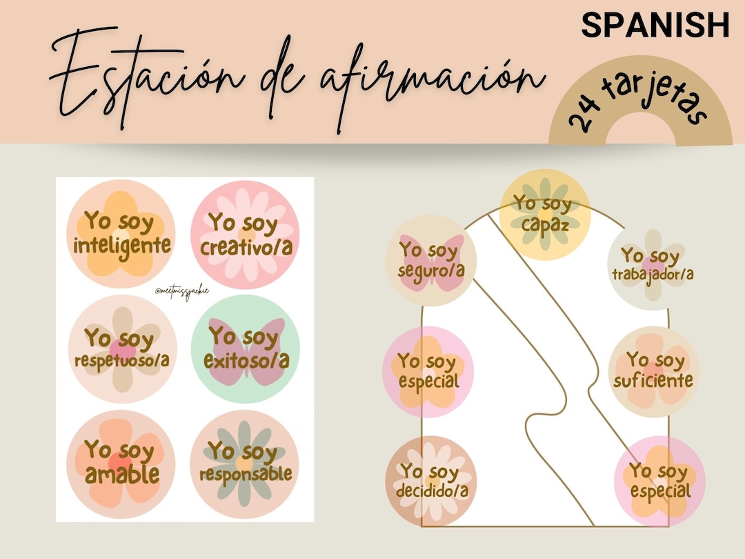 SPANISH- 24 Affirmation Cards - Neutral Palette - Spanish Version - Etsy