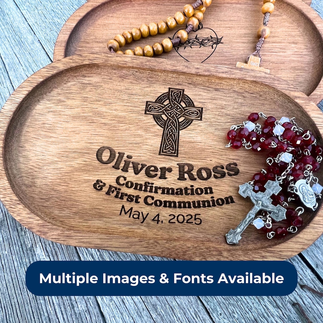 First Communion Confirmation Rosary Tray Catholic Jewelry Holder ...