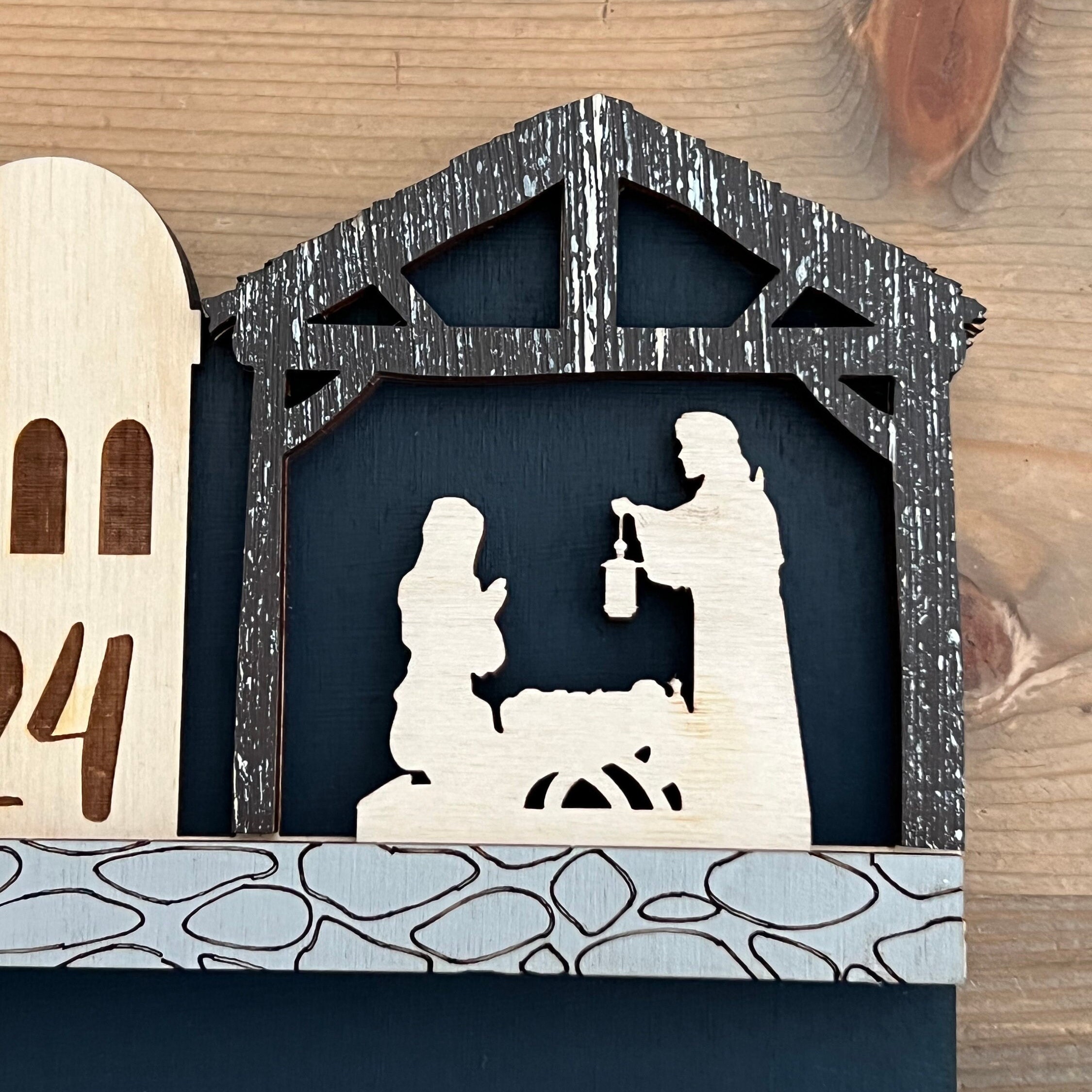 Advent Calendar Nativity Christmas Countdown Calendar Wooden Christian ...